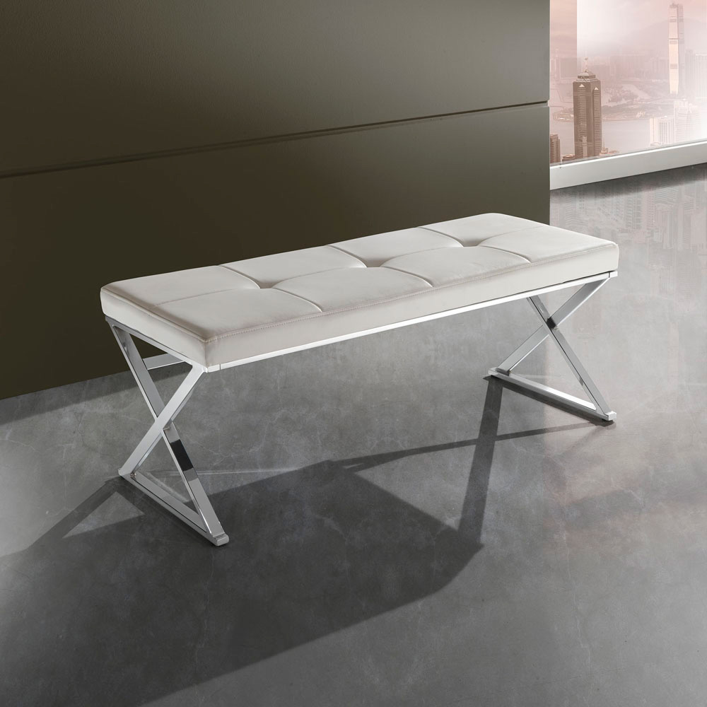 Bench in Synthetic Leather and Metal Structure