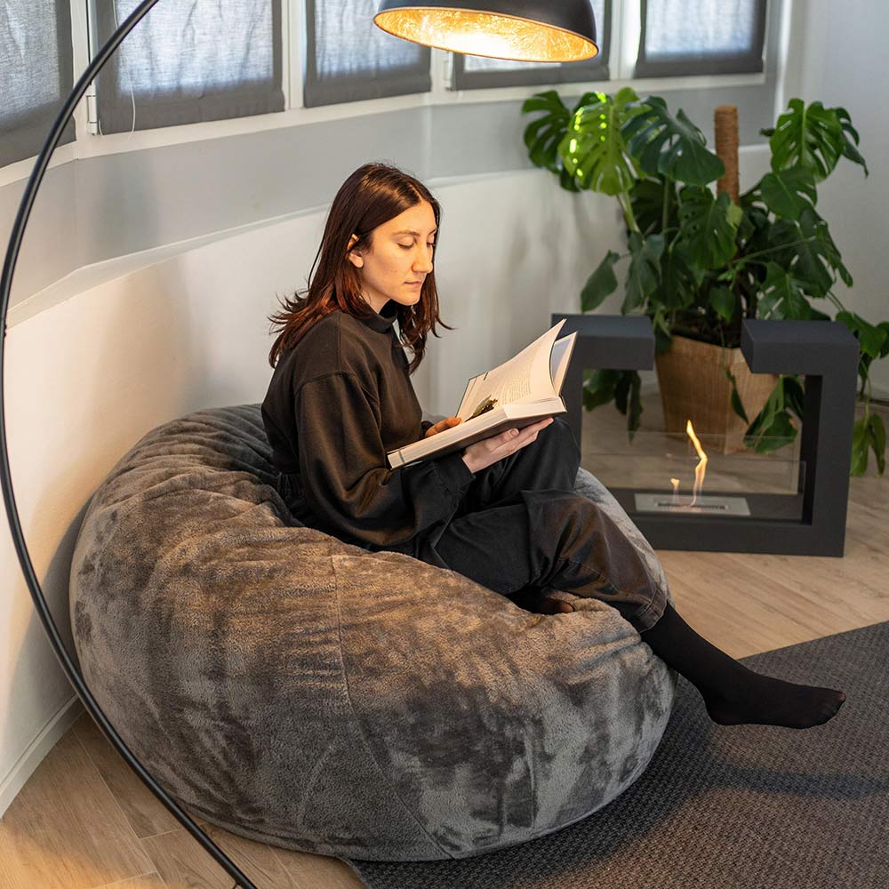 Round Decorative Pouf Upholstered and Covered in Velvet