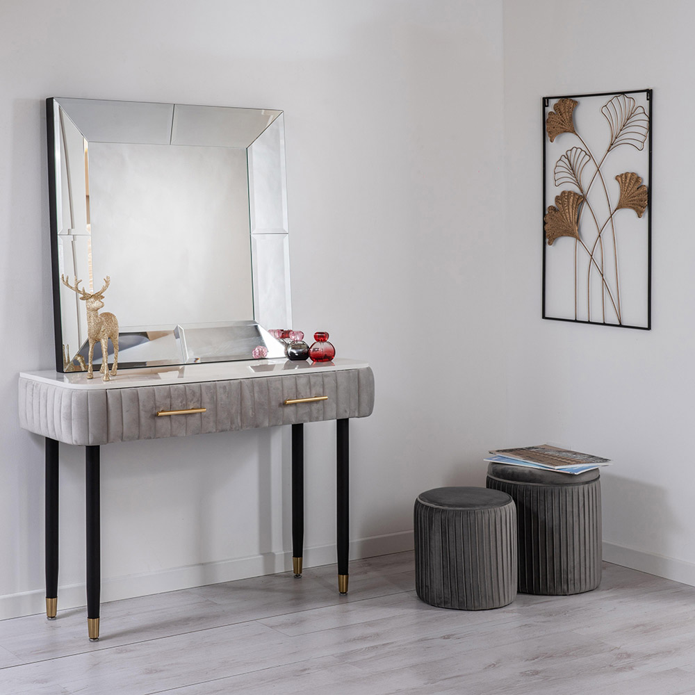 Square Wall Mirror in Mdf and Glass with Hooks