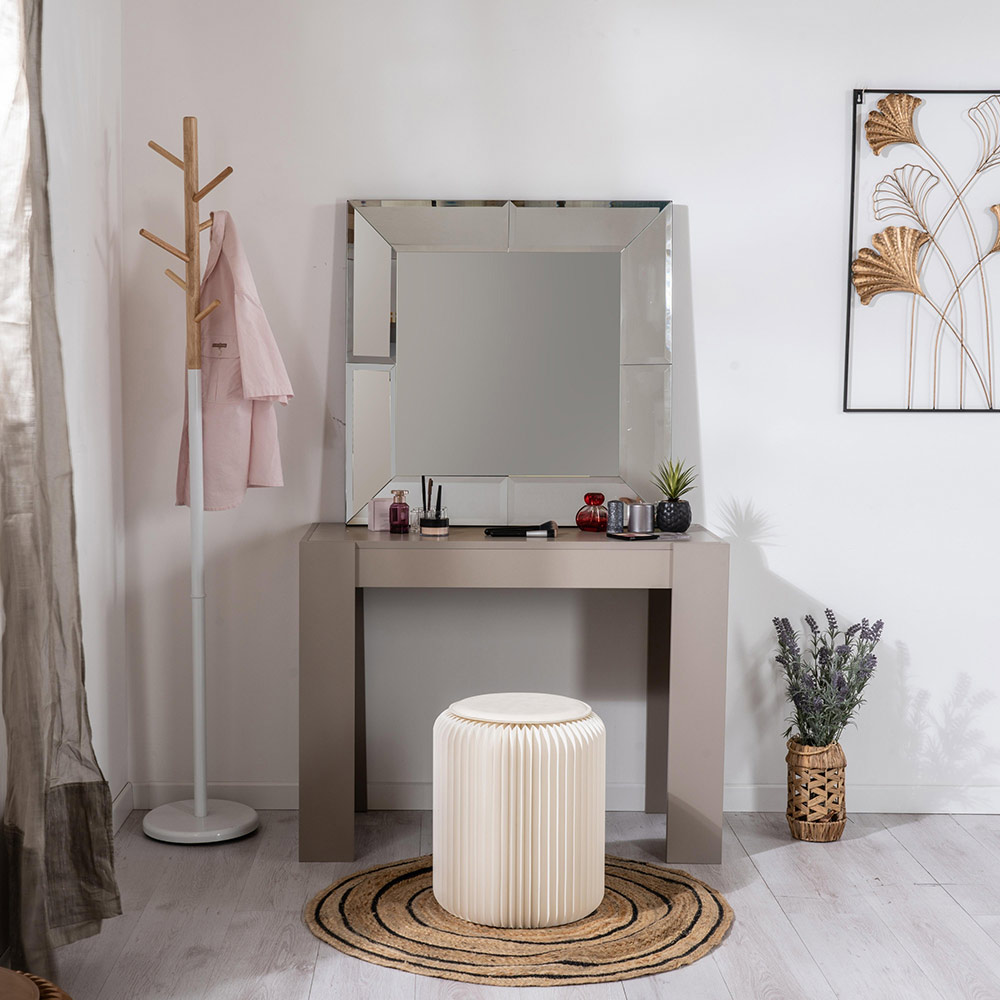 Square Wall Mirror in Mdf and Glass with Hooks