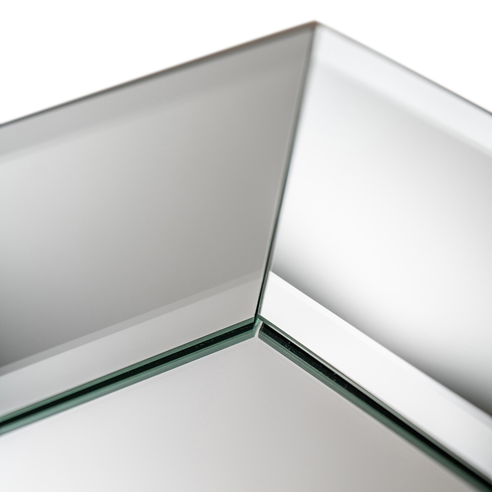 Square Wall Mirror in Mdf and Glass with Hooks