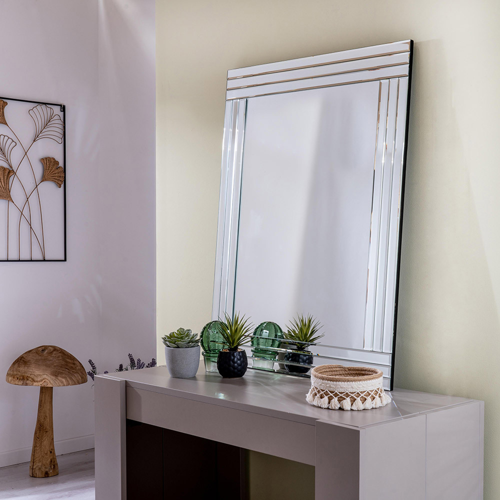 Rectangular Wall Mirror with Silver Frame