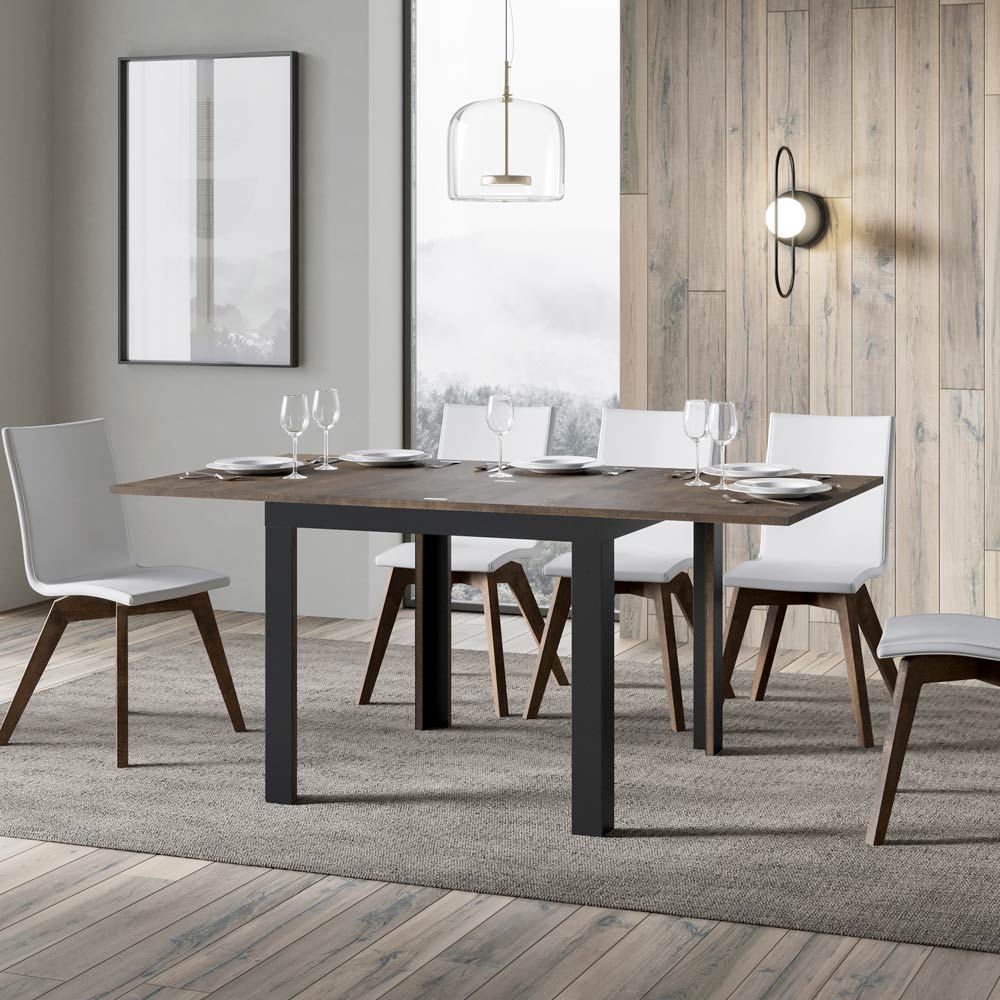 Table that opens like a book at 180 cm in iron and wood