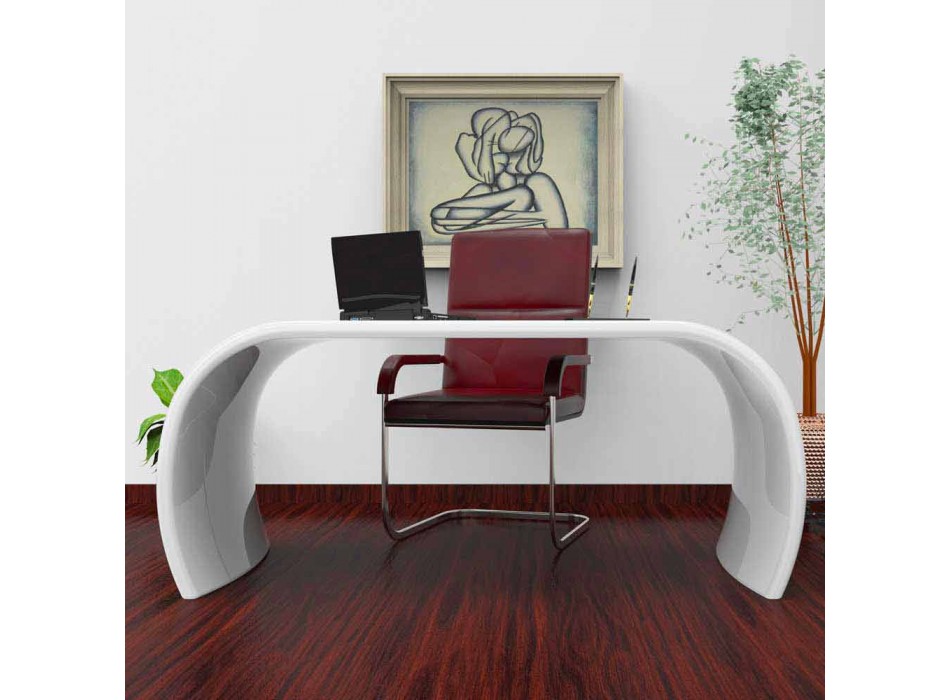 Modern design office desk Ola, handmade in Italy, Italian design