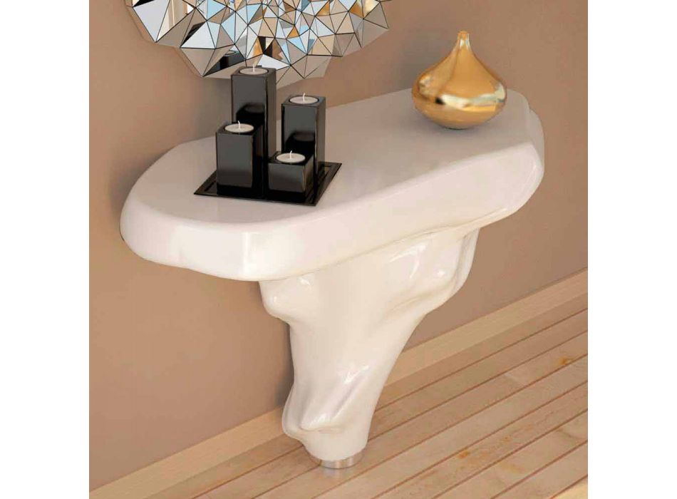 Modern design Solid Surface console table Node, handmade in Italy