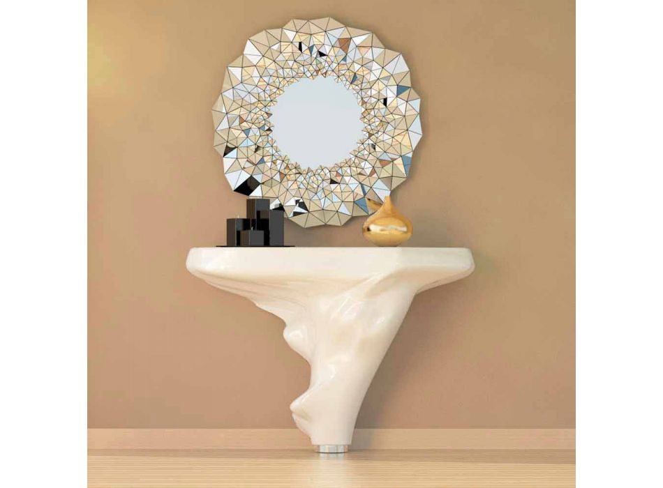 Modern design Solid Surface console table Node, handmade in Italy