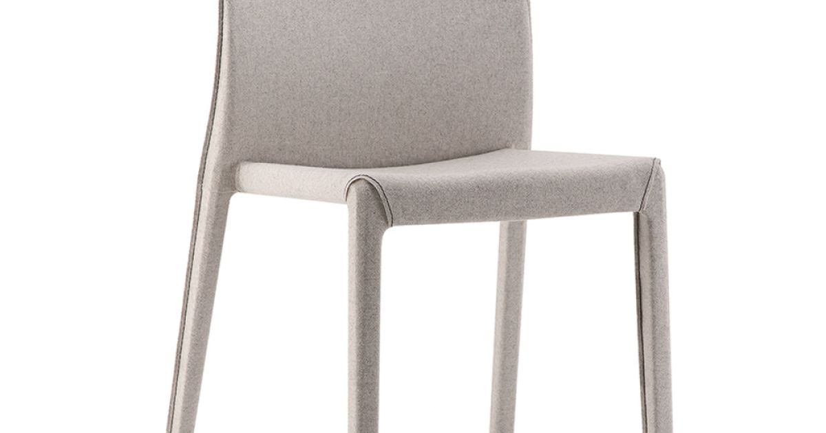 2 Stackable Chairs in Polypropylene, Fiberglass and Gray Wool