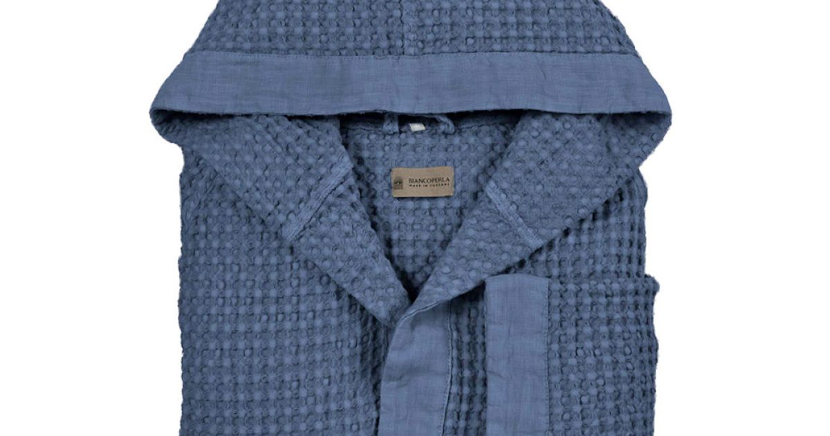 Cotton Honeycomb Hooded Bathrobe with Ruffle