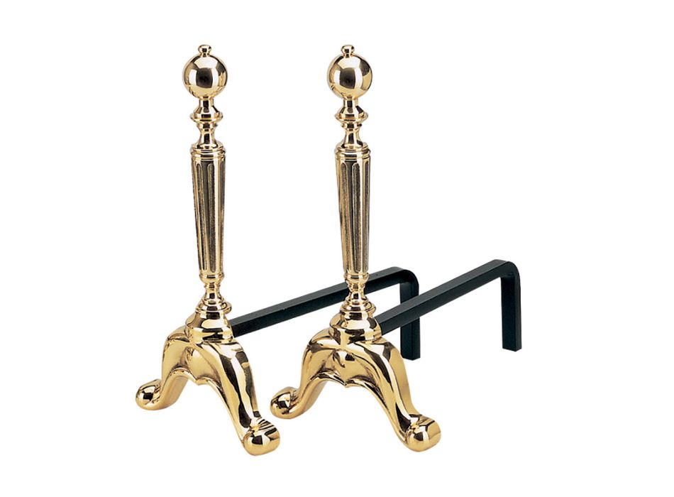 Brass Fireplace Andirons Height 39 cm