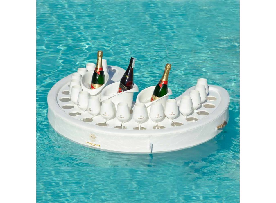 White floating pool bar, modern design, made in Italy by Trona