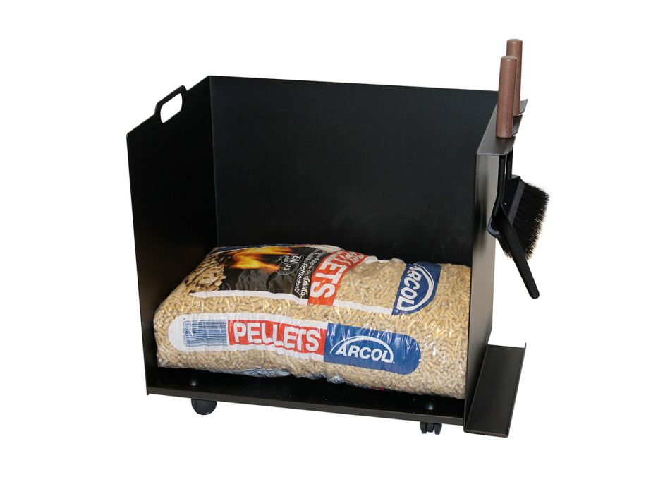 Metal pellet bag trolley with wheels