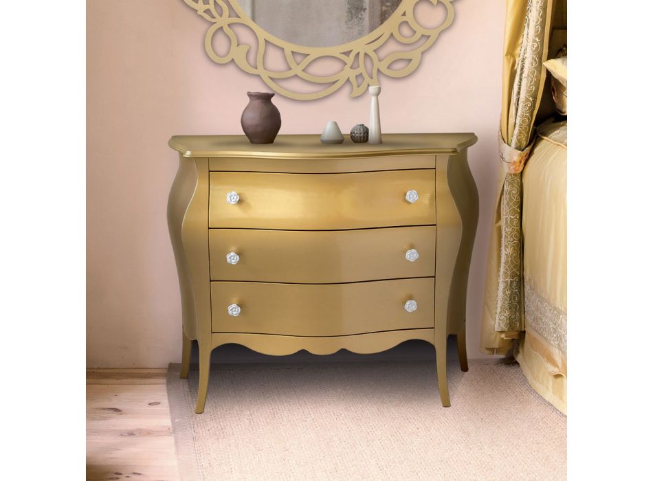 Rounded Dresser with 3 Drawers in Different Finishes