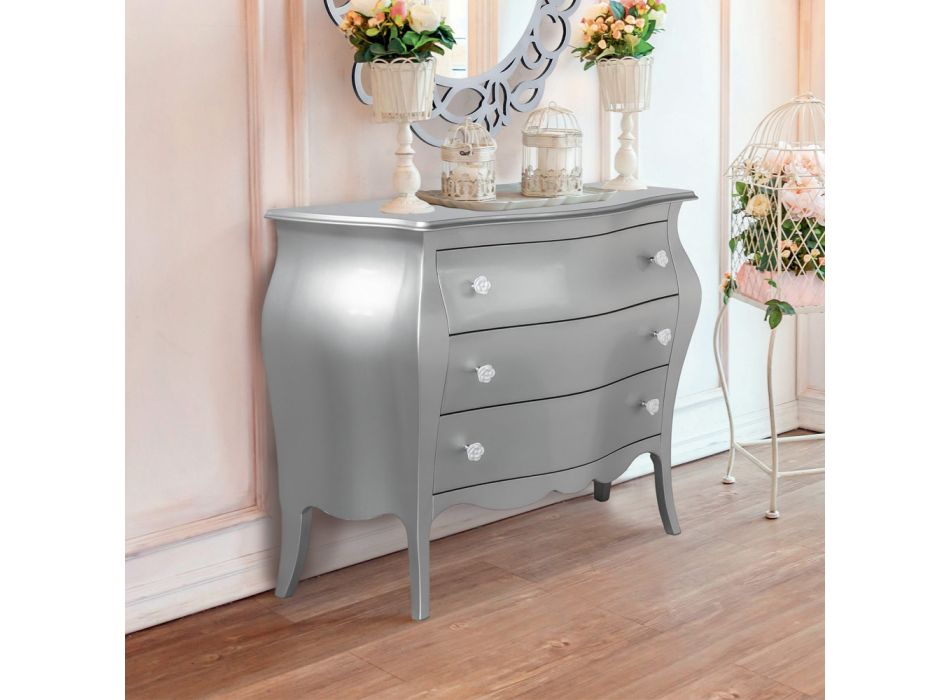 Rounded Dresser with 3 Drawers in Different Finishes