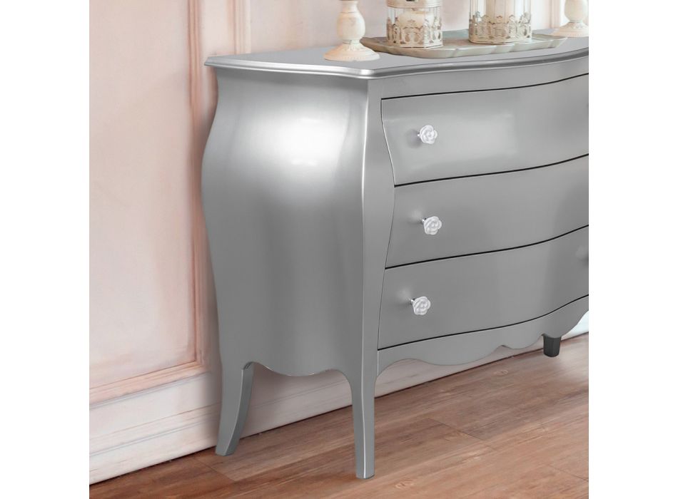 Rounded Dresser with 3 Drawers in Different Finishes