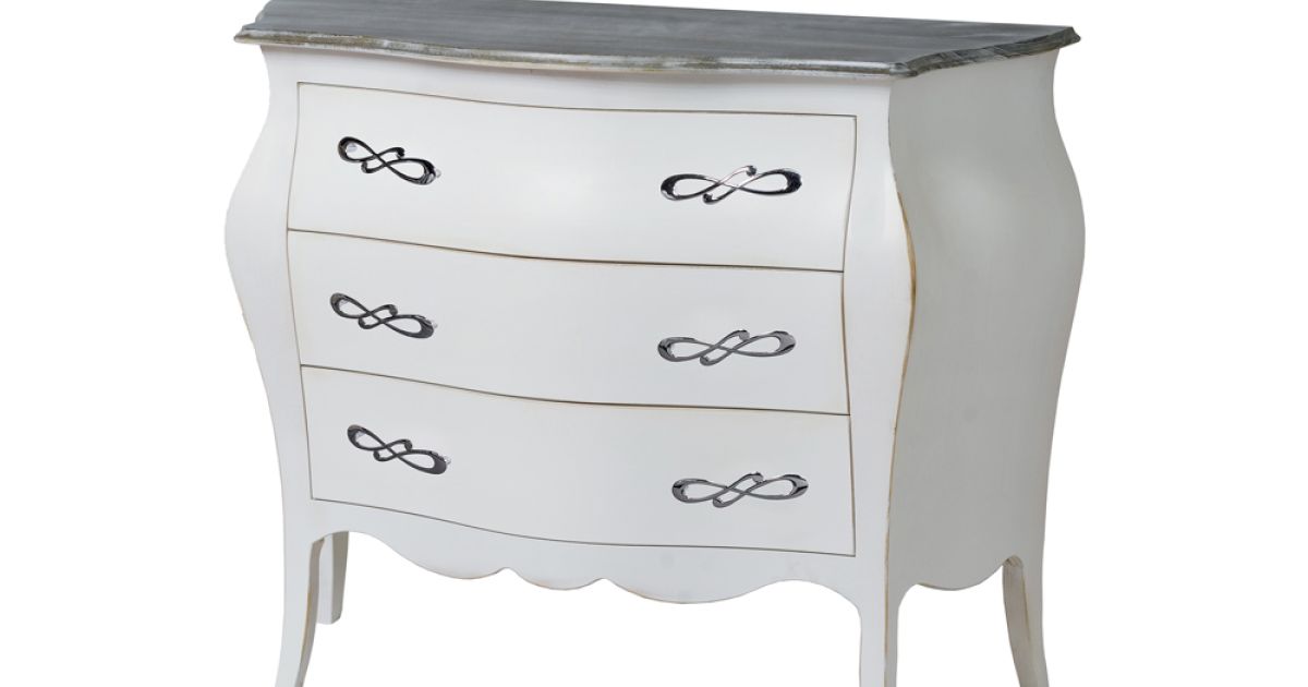 Rounded Dresser with 3 Drawers in Different Finishes