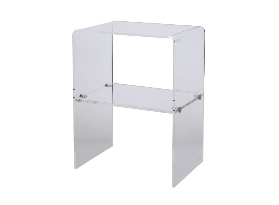Bedside table with transparent plastic shelf Made in Italy