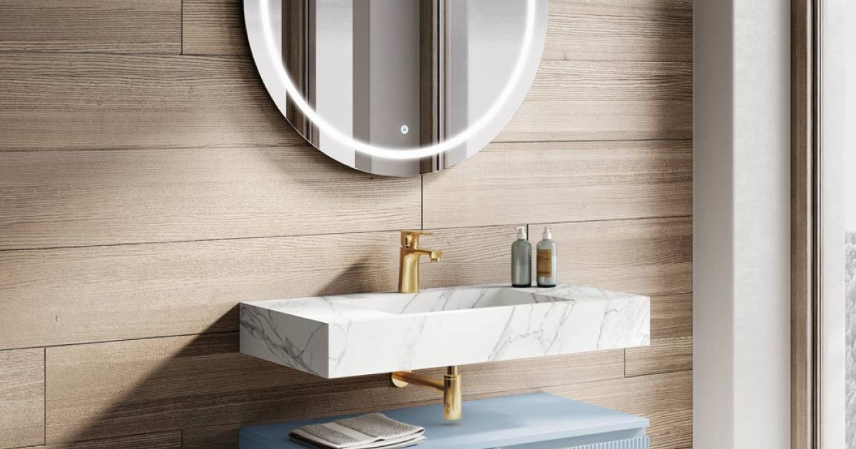 Bathroom Composition with Calacatta HPL Top Made in Italy