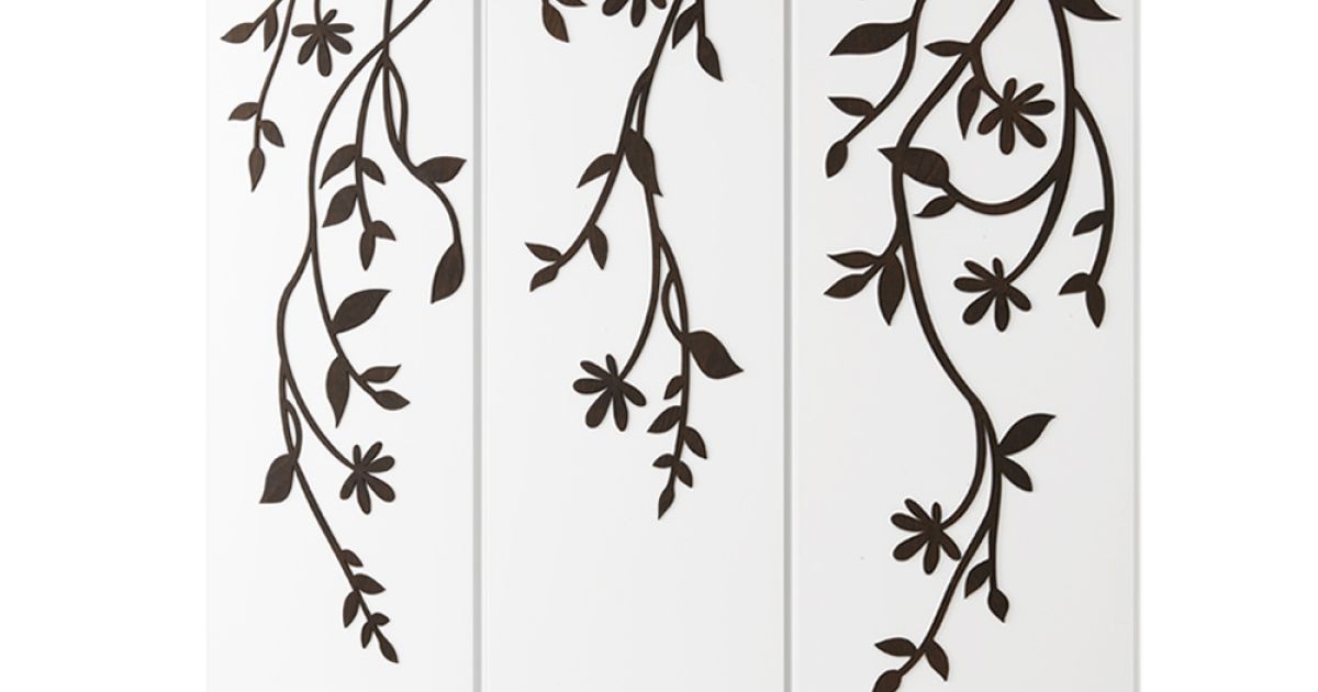 Composition of 3 Panels with 3 Branches and Leaves