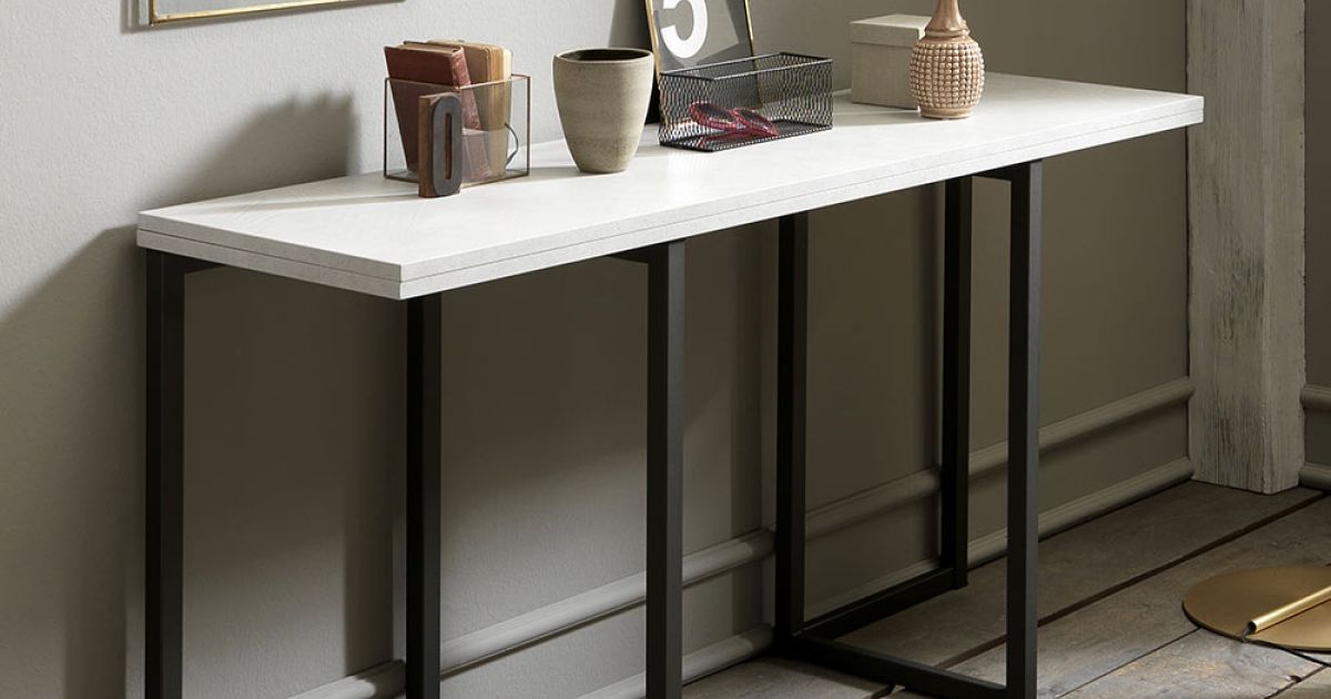 Modern Extendable Console 150cm in Metal and Melamine