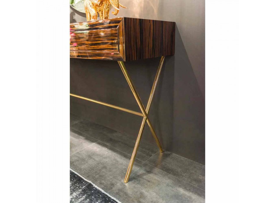 Console in polished ebony wood with Ada 4 sliding drawers