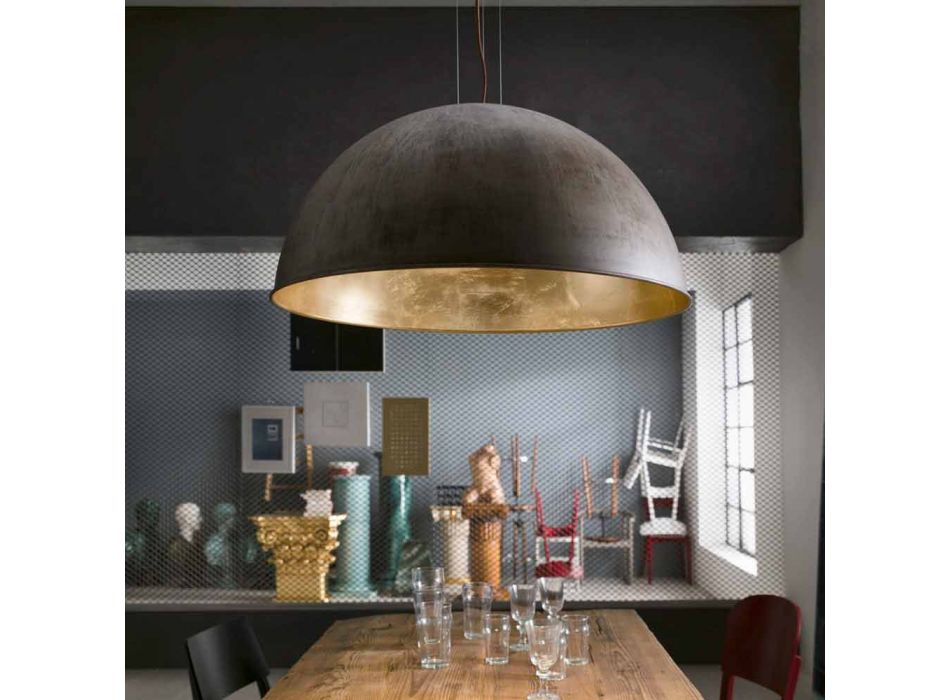 Rustic style iron or brass pendant lamp Galileo Ø60 Il Fanale