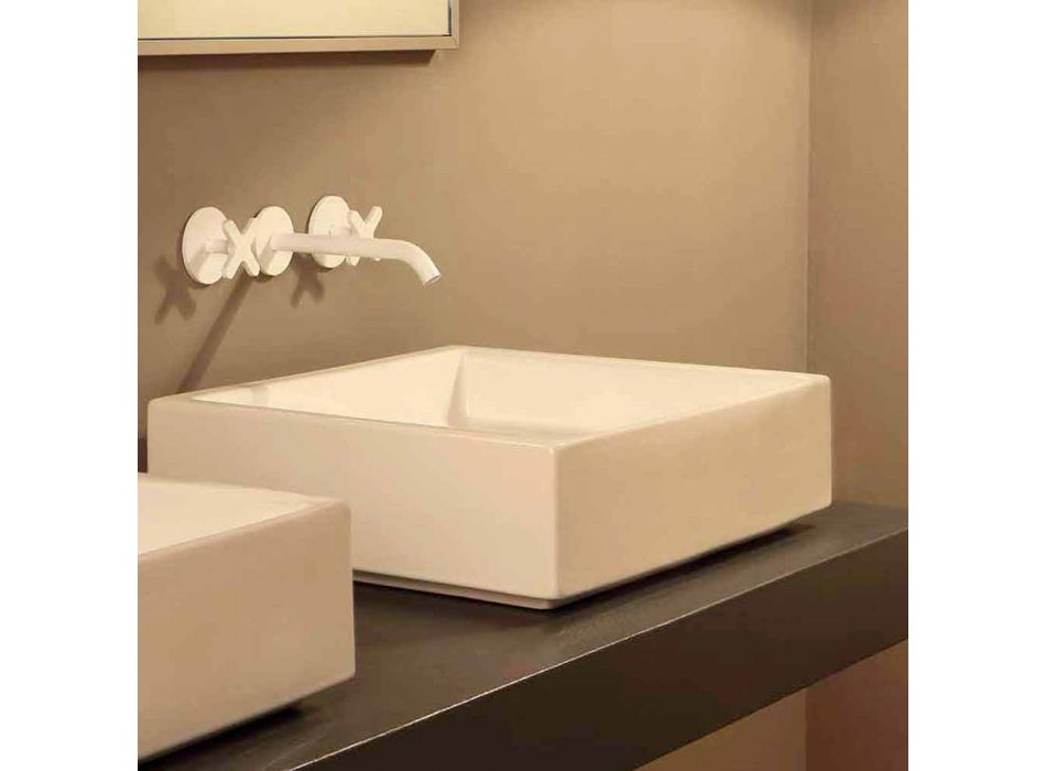 Rectangular ceramic countertop wasbasin Dalia, made in Italy