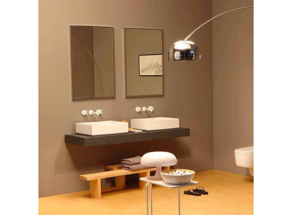 Rectangular ceramic countertop wasbasin Dalia, made in Italy