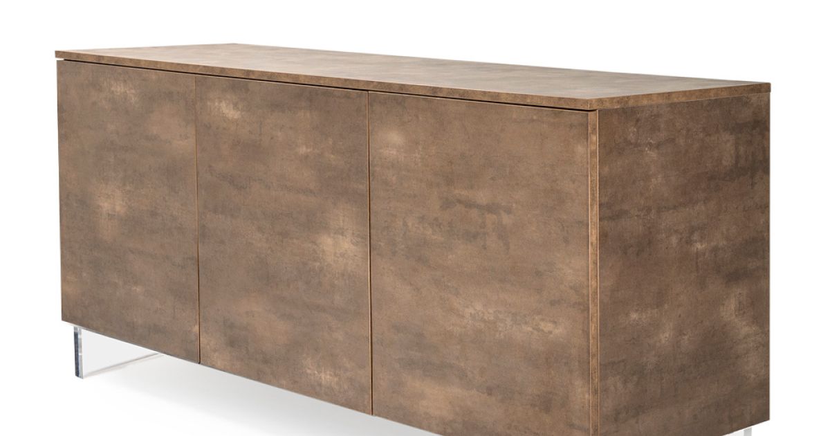 Sideboard with 3 Melamine Doors and Plexiglass Feet