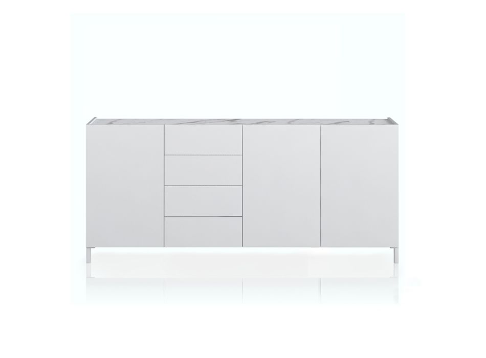 Living room sideboard in white wood and melamine