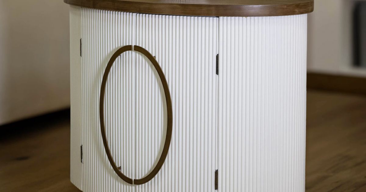 Oval Cabinet with Top and Rounded Inserts with 2 Doors