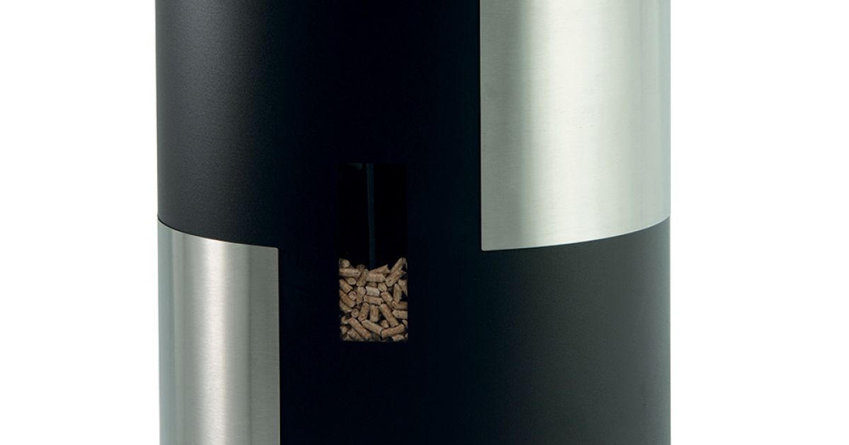 Pellet holder with wheels and lid made of metal