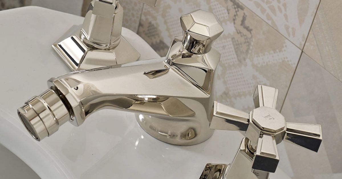 Bidet Faucet in Brass Nickel Vintage Design Made in Italy