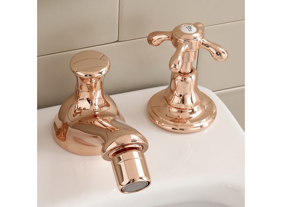 Vintage Bidet Taps in Rose Gold Brass Made in Italy