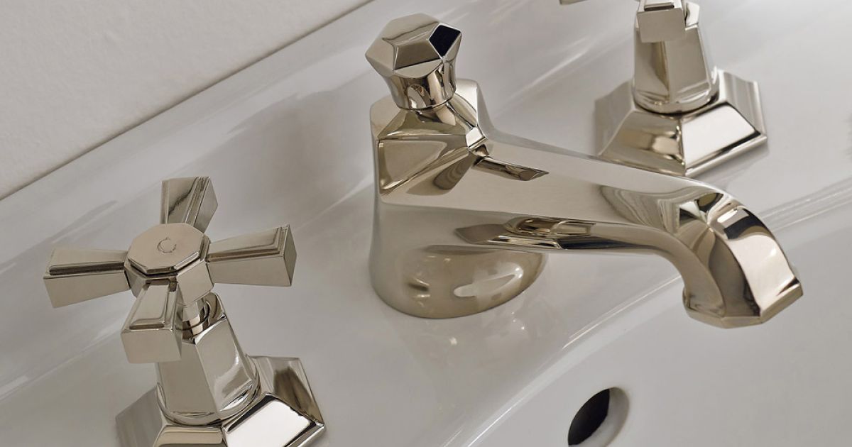 Vintage Basin Faucet in Brass Nickel Color Made in Italy