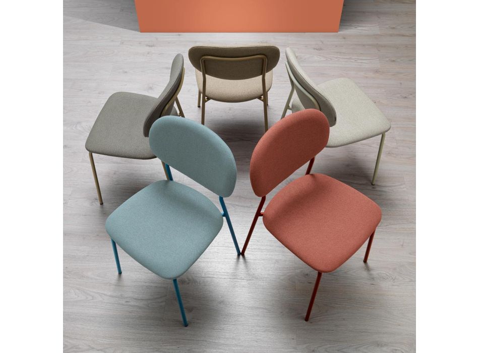 Metal chair, fabric seat and back