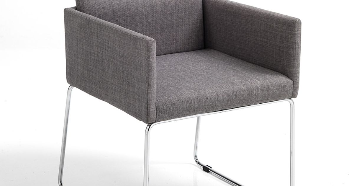 Kitchen Chair with Sled Base in Chromed Metal 2 Pieces