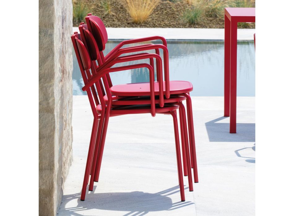 4 Stackable Outdoor Metal Chairs Made in Italy