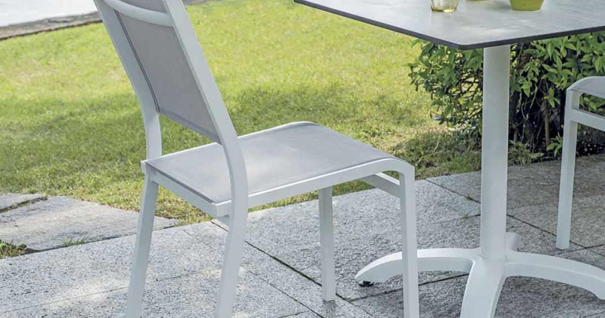 Stackable Aluminum and Textilene Chair White or Gray