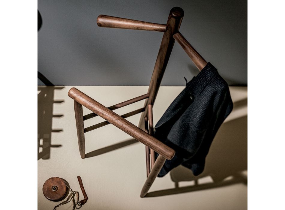 Valet stand in Walnut or Ash Solid Wood Made in Italy