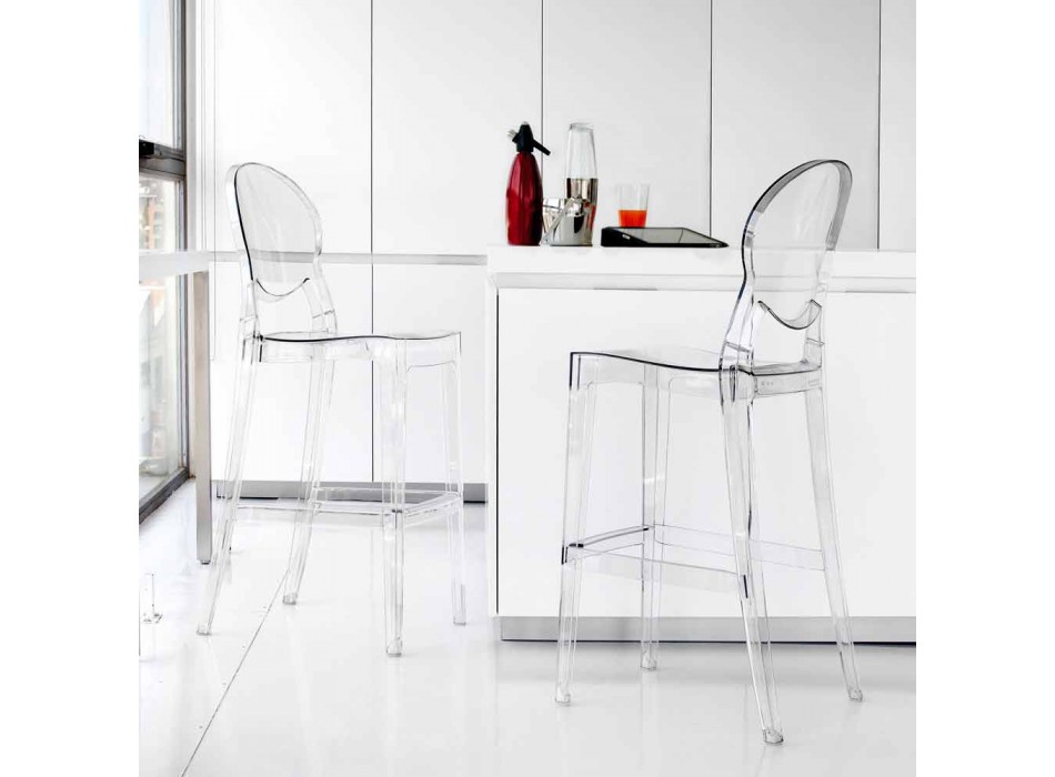 Stool Bosa, made of clear polycarbonate, modern design