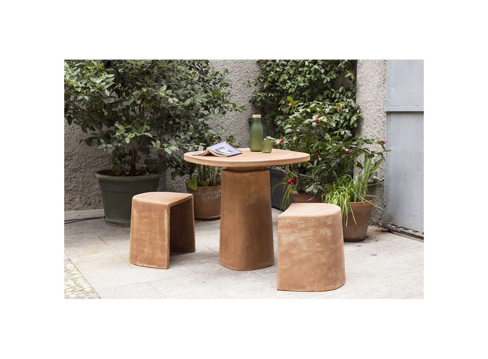 Artisan Design Stool in Terracotta Made in Italy