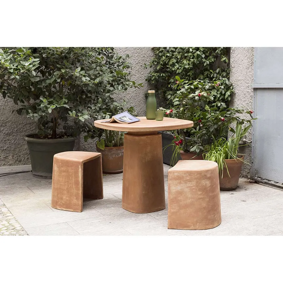 Artisan Design Stool in Terracotta Made in Italy