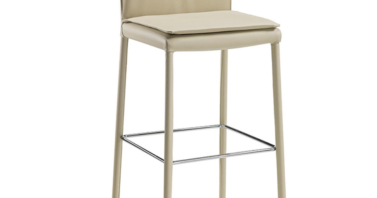 Stool with padded cushions in eco-leather