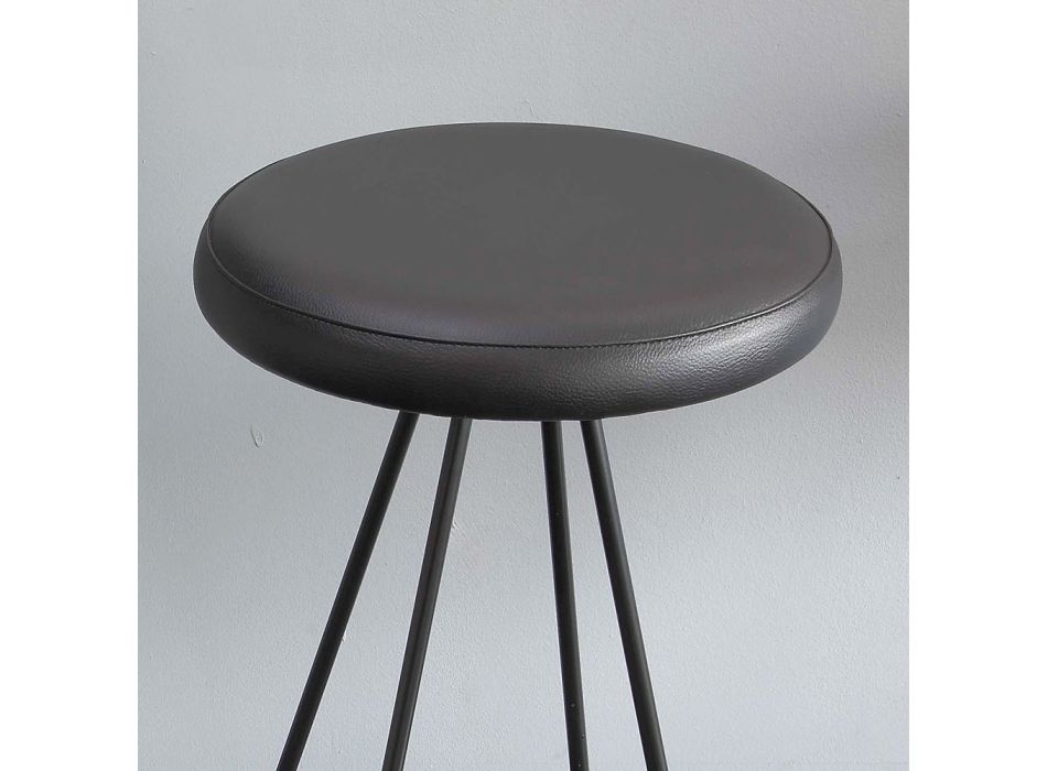 Stool with metal structure and eco-leather seat
