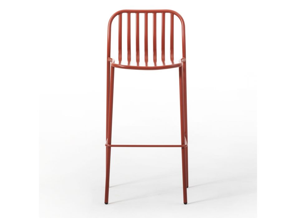 2 Outdoor Metal Stools with Footrest Made in Italy