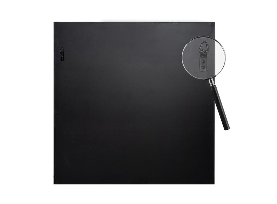 Square Wall Mirror in Mdf and Glass with Hooks