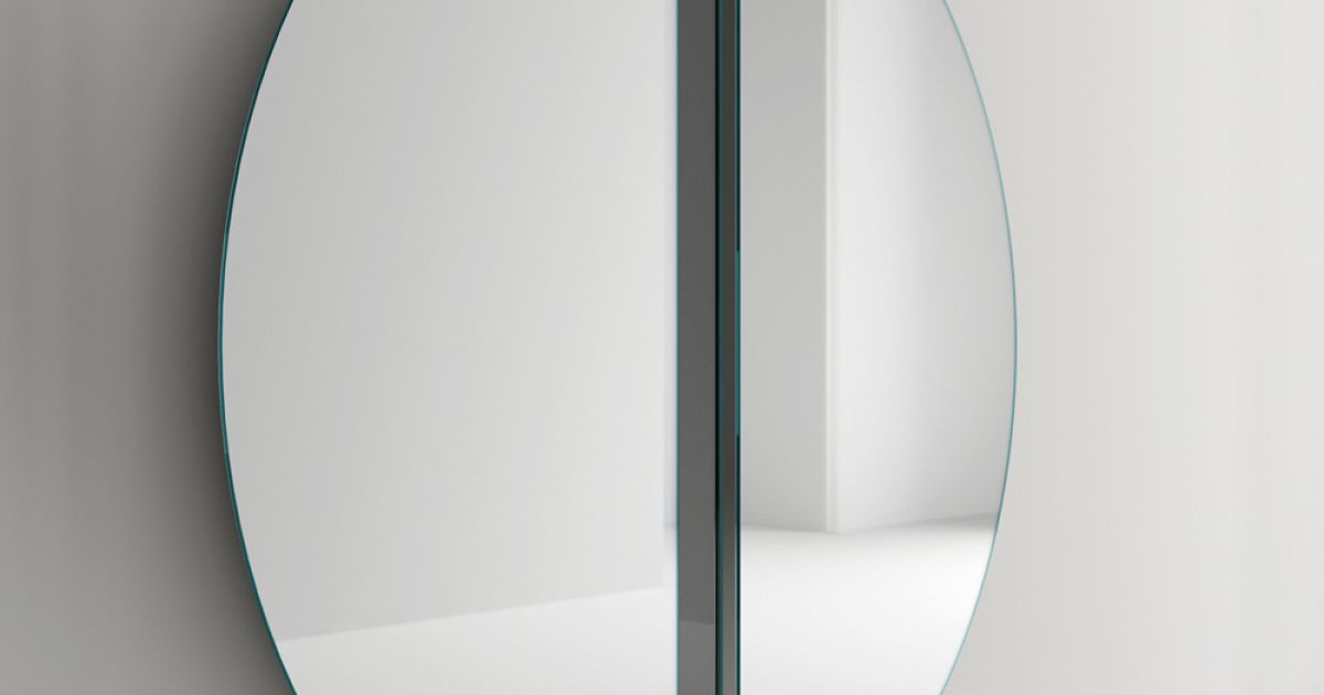 Round Wall Mirror with Central V-Cut
