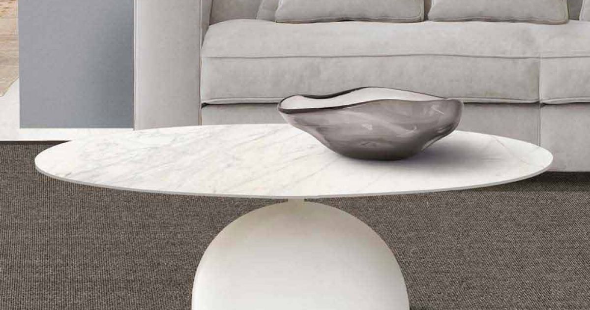 Round Coffee Table with Ceramic Top Made in Italy