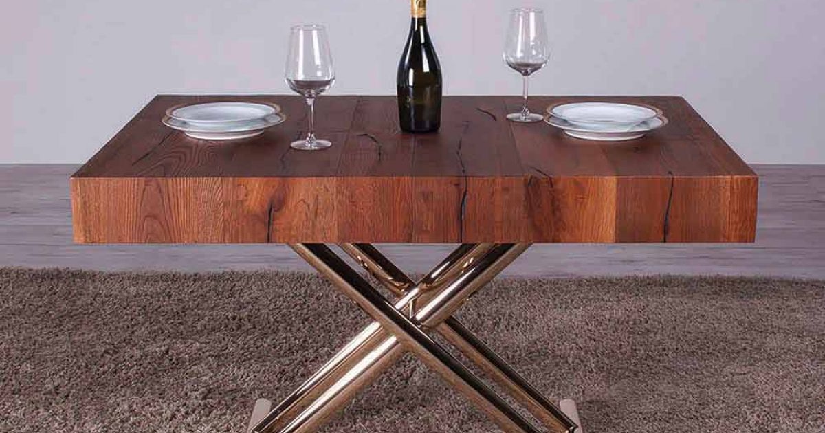 Design Coffee Table Convertible into a Made in Italy Dining Table