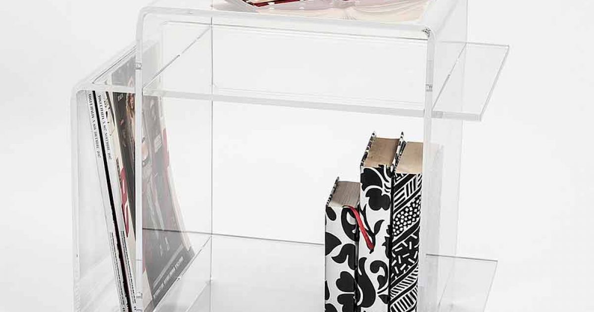 Modern plexiglass coffee table with 3 shelves made in Italy, Gosto